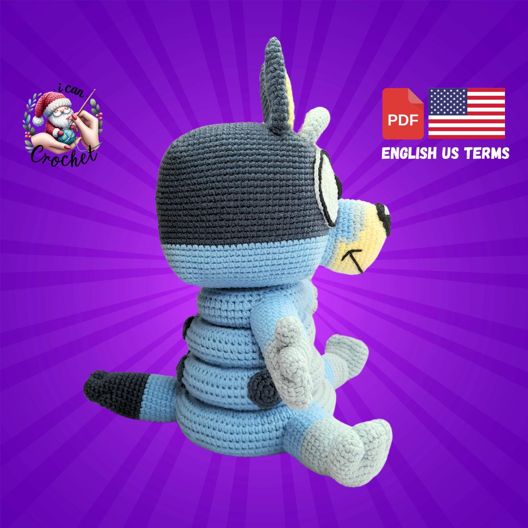 Bluey Crochet Pattern, Amigurumi Bluey Crochet Plush, Blue Heeler ...