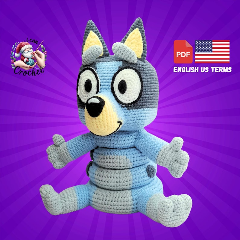 Bluey Crochet Pattern, Amigurumi Bluey Crochet Plush, Blue Heeler ...