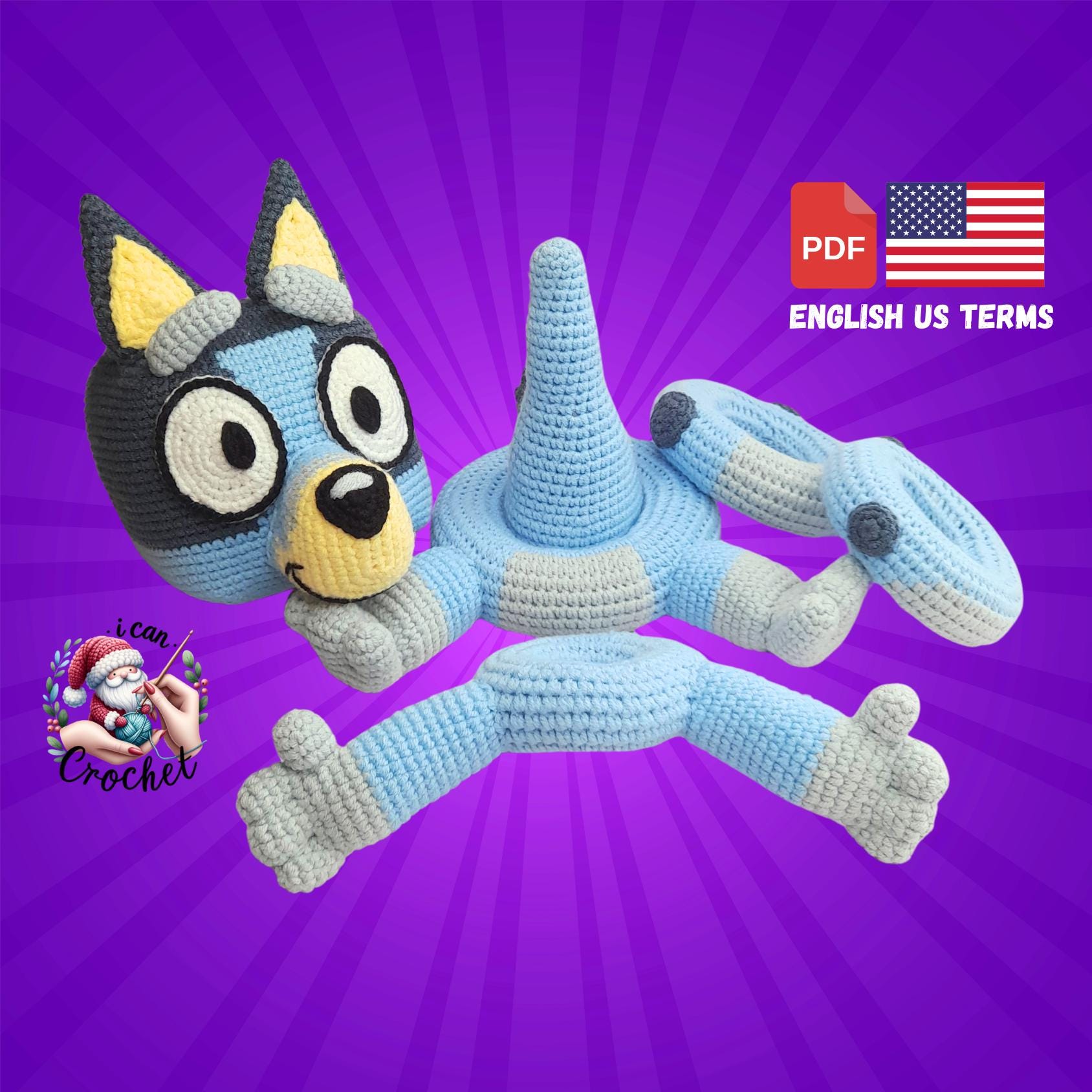Bluey Crochet Pattern, Amigurumi Bluey Crochet Plush, Blue Heeler ...