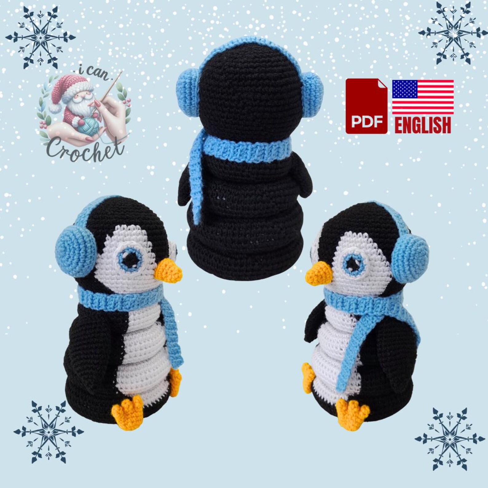 Crochet Pattern Stacking Toy Penguin Montessori Crochet Toy Christmas ...