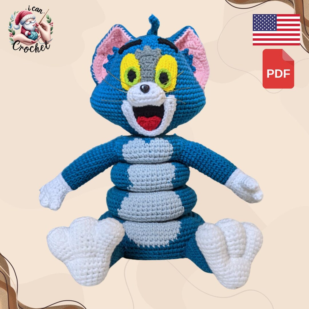 Tom Stacking Toy Crochet Pattern, Cartoon Amigurumi (PDF Pattern) - Etsy
