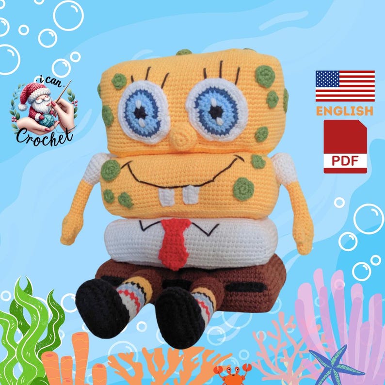 Spongebob Stacking Toy Crochet Pattern: Amigurumi Cartoon (PDF Pattern ...