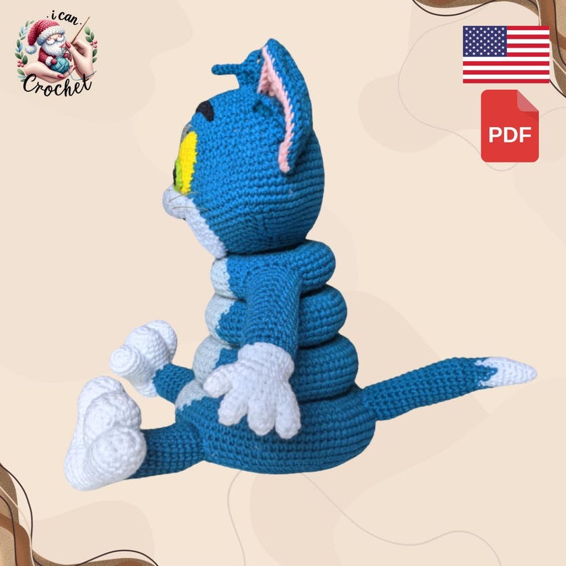 Tom Stacking Toy Crochet Pattern, Cartoon Crochet Stuffed Montessori ...