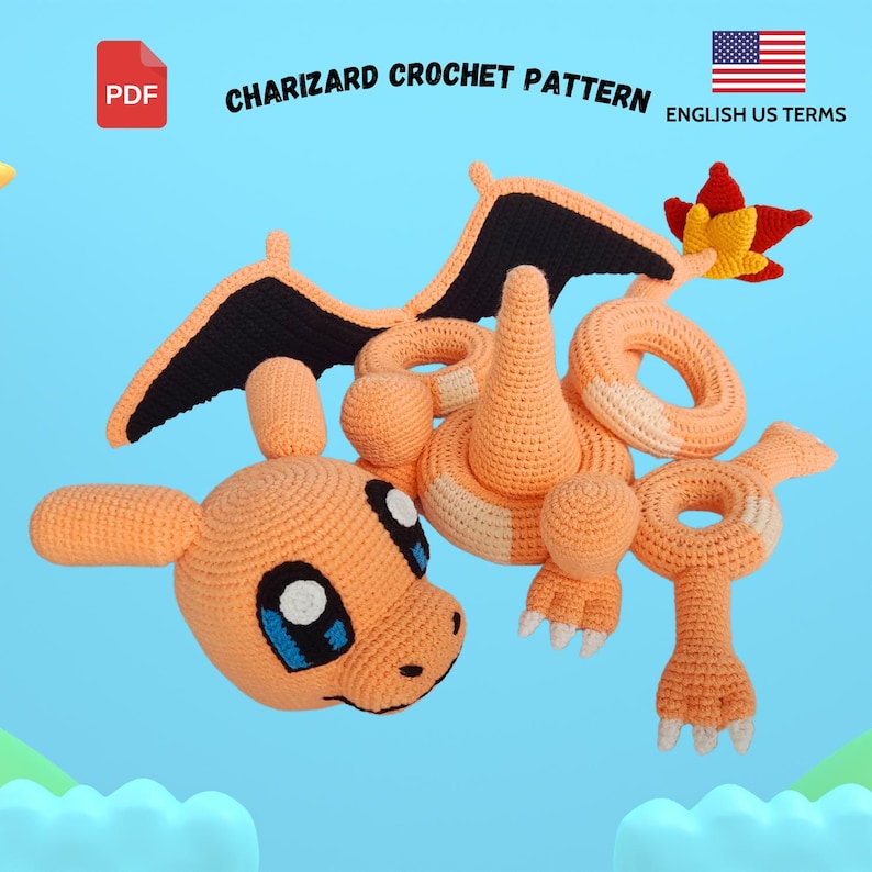 Charizard Crochet Pattern: Amigurumi Stacking Toy (PDF Download) - Etsy
