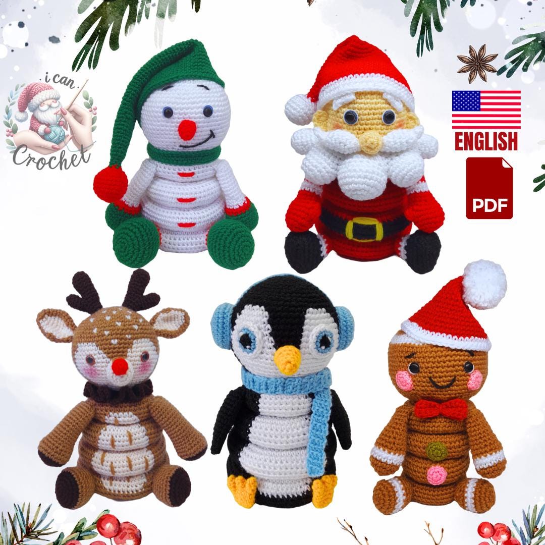 Christmas Stacking Crochet Toys Bundle: 5 English Pdf Crochet Patterns ...