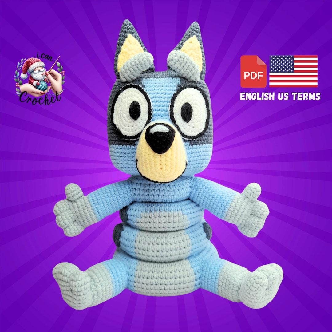 Bluey Crochet Pattern, Amigurumi Bluey Crochet Plush, Blue Heeler ...