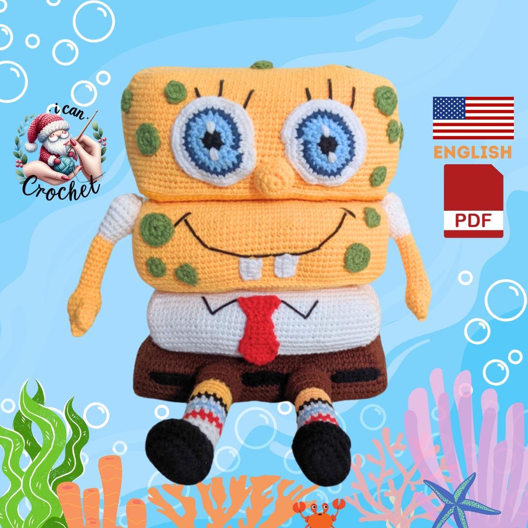 Spongebob Stacking Toy Crochet Pattern, Cartoon Crochet Stuffed ...