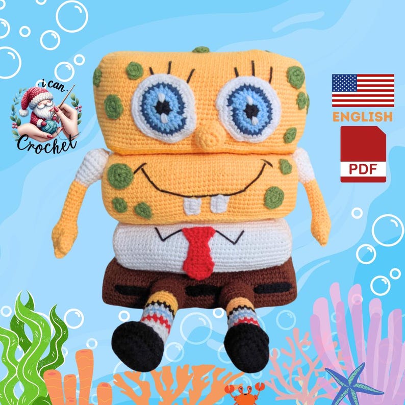 Spongebob Stacking Toy Crochet Pattern: Amigurumi Cartoon (PDF Pattern ...