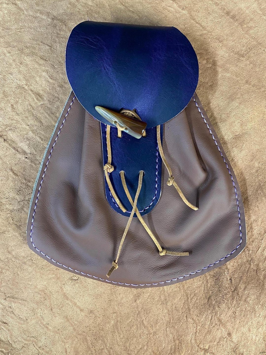 Purple and Brown Leather Sporran-style Belt Pouch - Renaissance Fair ...