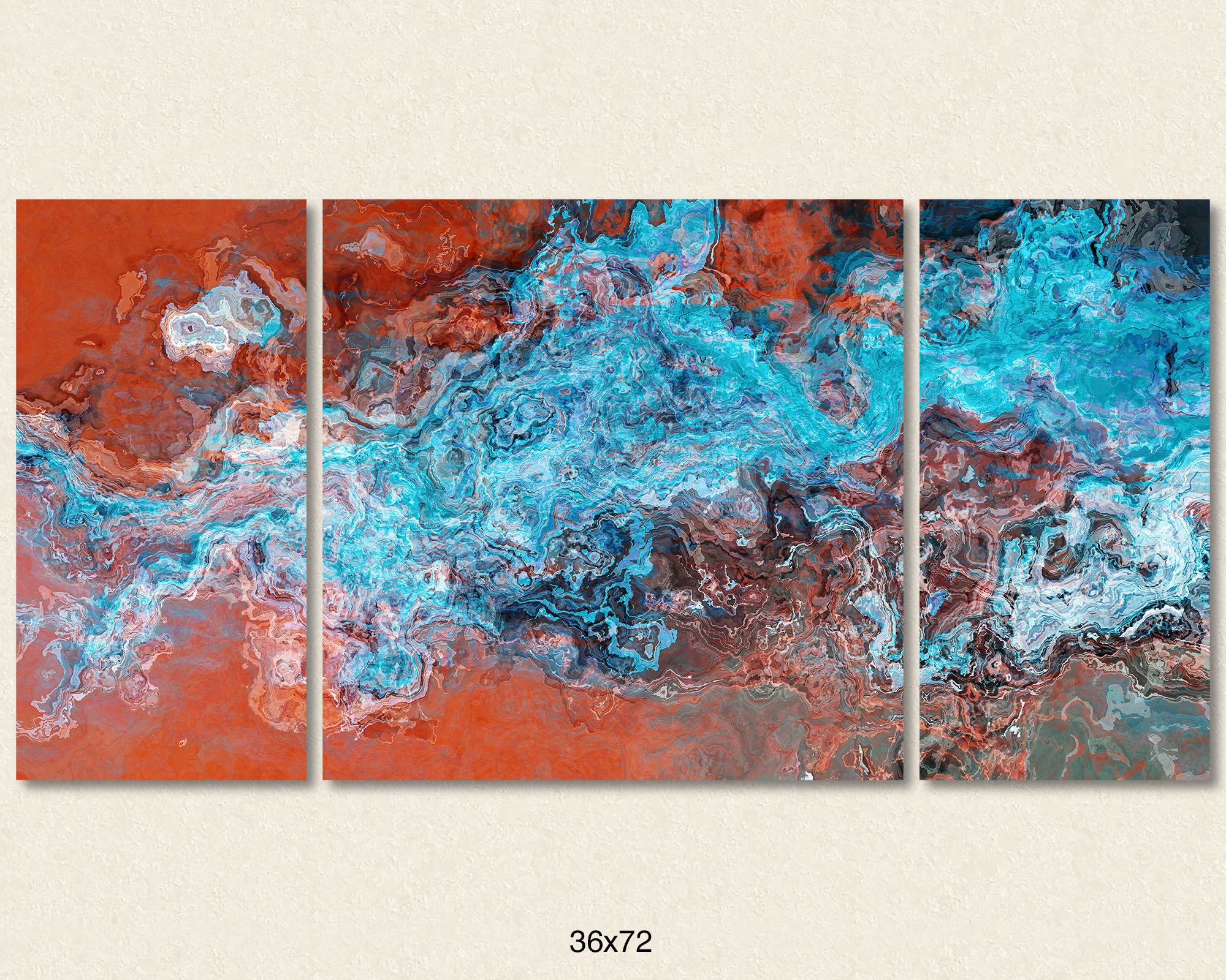Large Triptych Abstract Art Stretched Canvas Print 30x60 to | Etsy