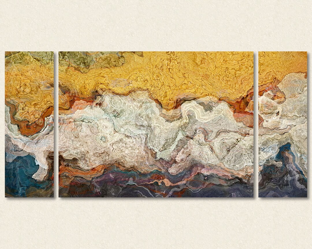 Large Abstract Triptych Canvas Print: 30x60 to 40x78, Contemporary ...
