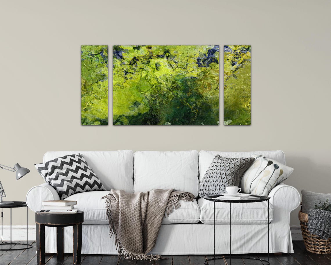 Large Abstract Triptych Canvas Print: 30x60 to 40x78, Contemporary ...