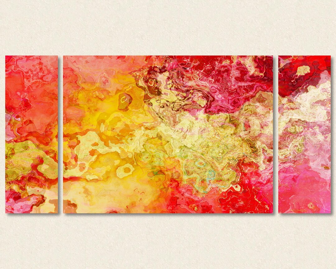 Large Triptych Abstract Art Canvas Print, 30x60 to 40x78 Abstract ...