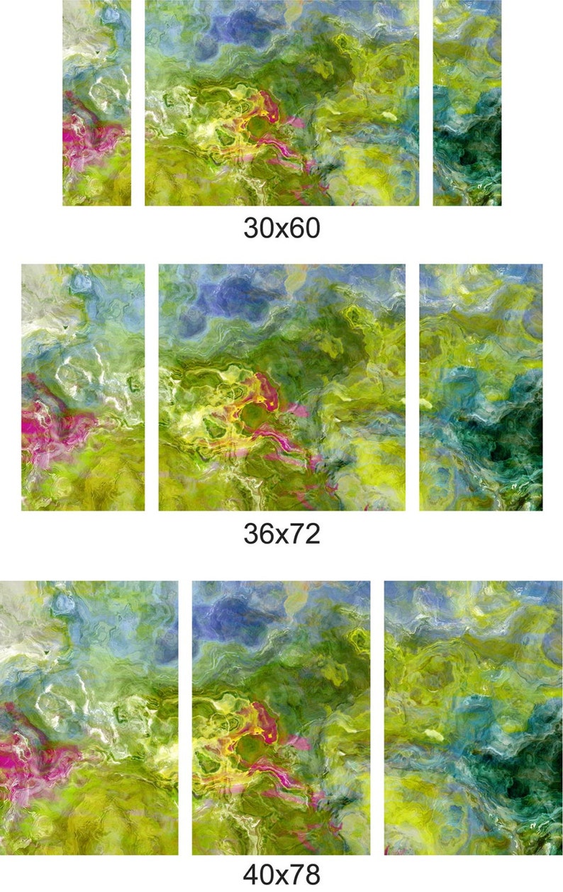 Large triptych abstract expressionism stretched canvas print | Etsy