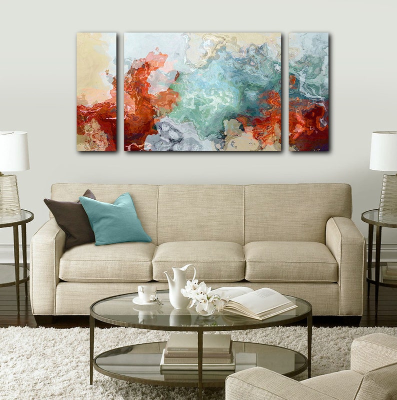 Large Triptych Abstract Expressionism Stretched Canvas Print - Etsy
