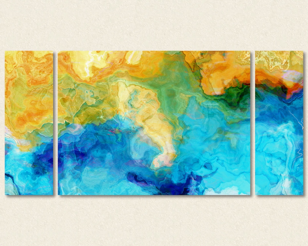 Large Abstract Triptych Canvas Print: 30x60 to 40x78, Contemporary ...