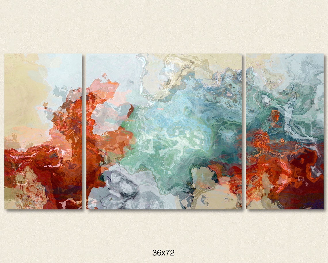 Large Triptych Abstract Expressionism Stretched Canvas Print - Etsy