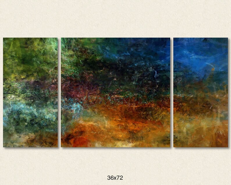 Large triptych art stretched canvas print 30x60 to 40x78 | Etsy