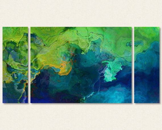 Large Triptych Abstract Art Canvas Print 30x60 to 40x78 in - Etsy