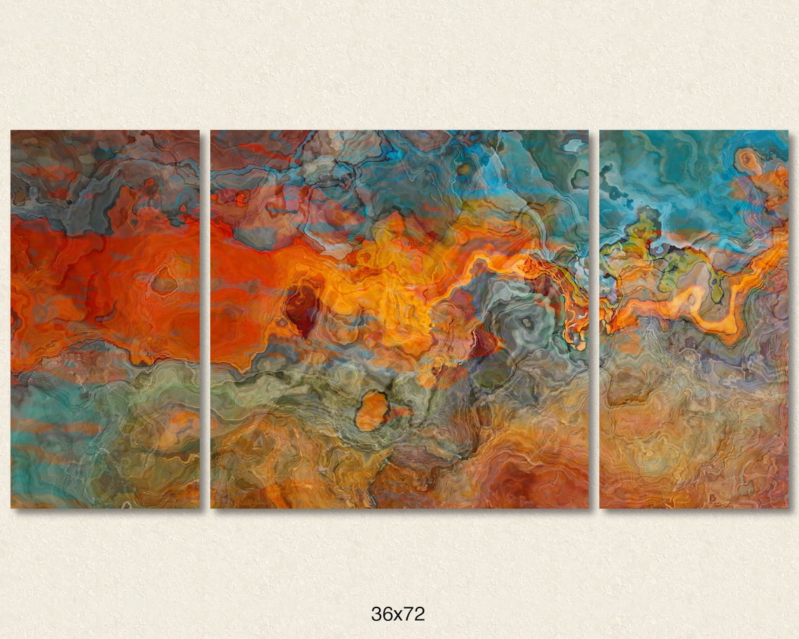 Large Triptych Abstract Art Canvas Print 30x60 to 40x78 in - Etsy