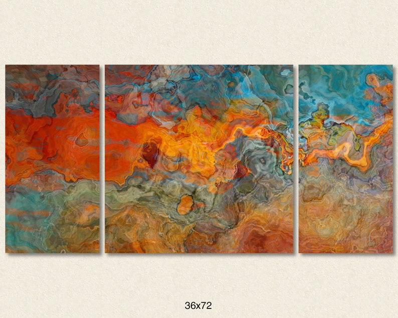 Large Triptych Abstract Art Canvas Print 30x60 to 40x78 in - Etsy