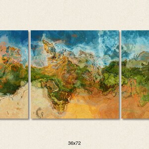 Large Triptych Abstract Stretched Canvas Print, 30x60 to 40x78 Giclee, in Earth Tones, From ...