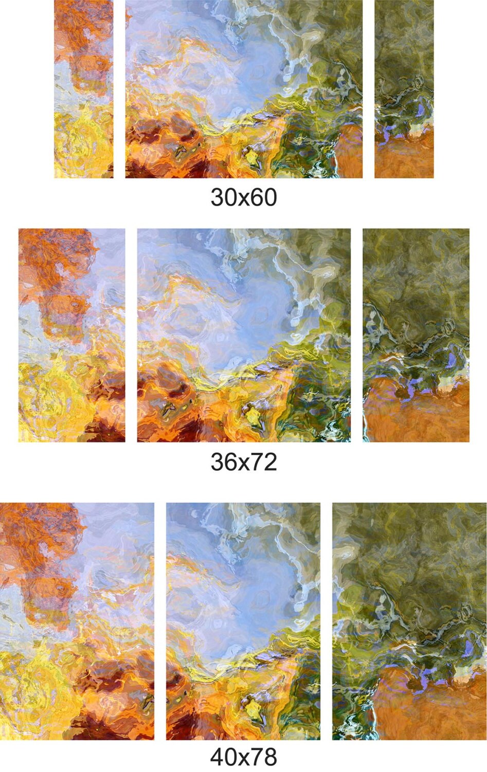 Large abstract art 30x60 to 40x78 triptych giclee canvas | Etsy