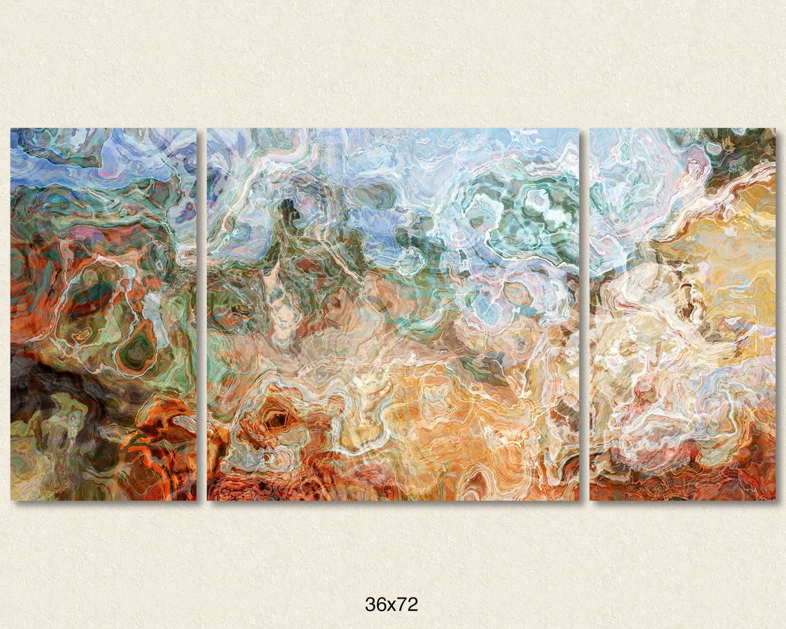 Triptych Abstract Expressionism Stretched Canvas Print 30x60 - Etsy