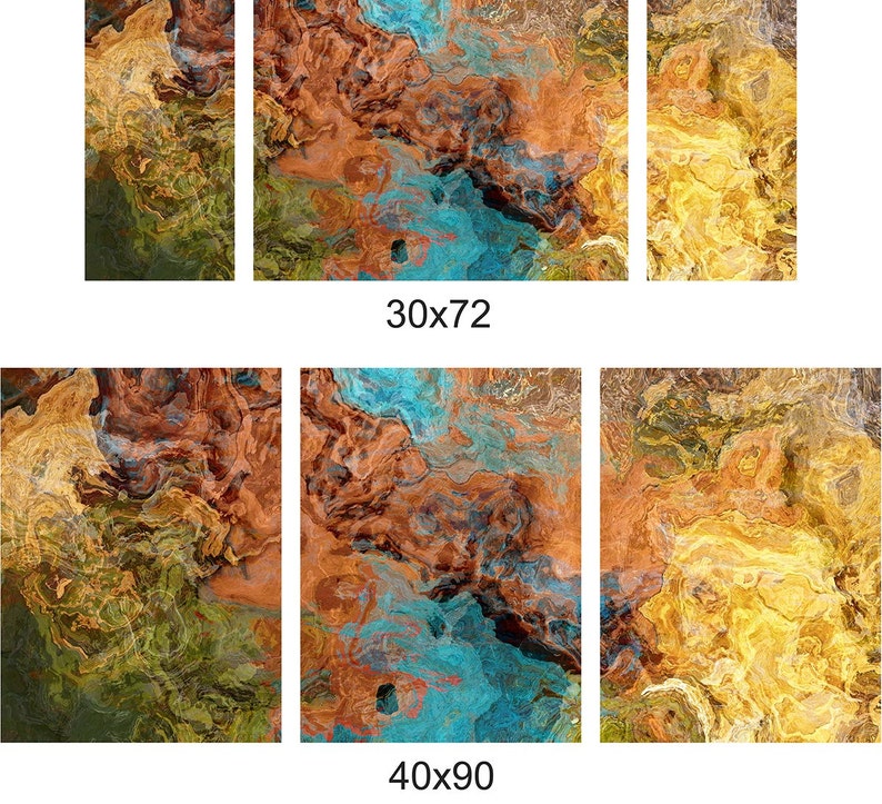 Very Large Triptych Art Stretched Canvas Print 30x72 to - Etsy