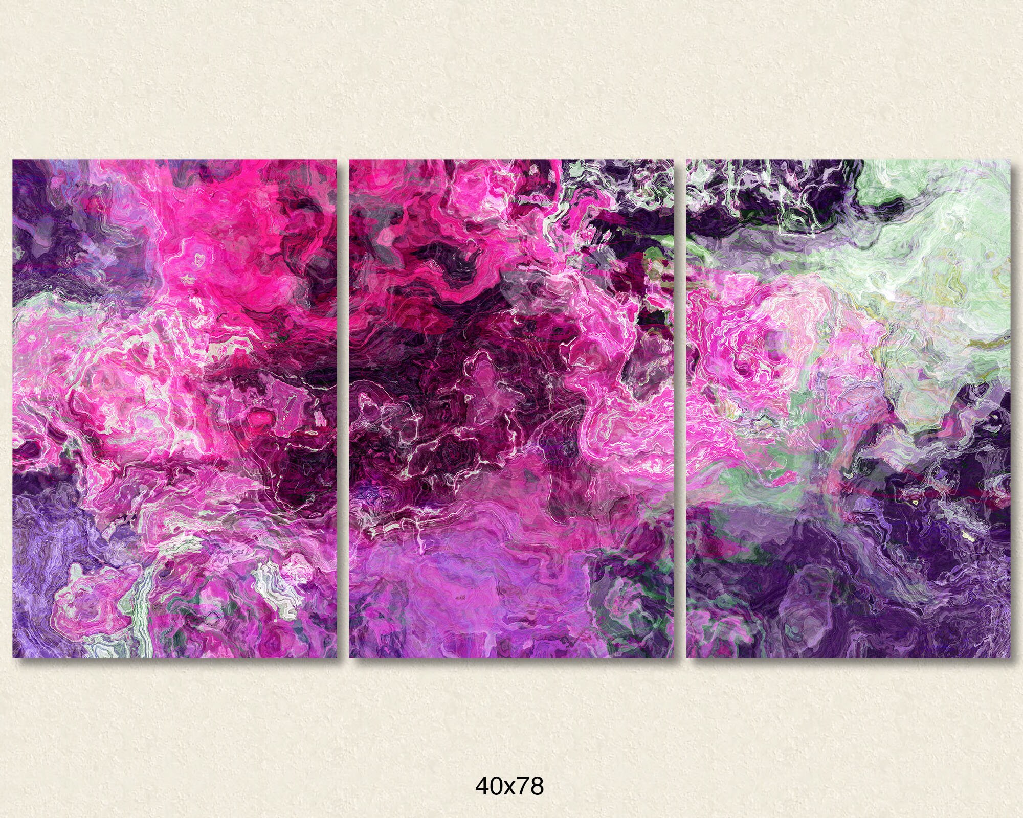 Large Triptych Abstract Expressionism Giclee Canvas Print, 30x60 to ...