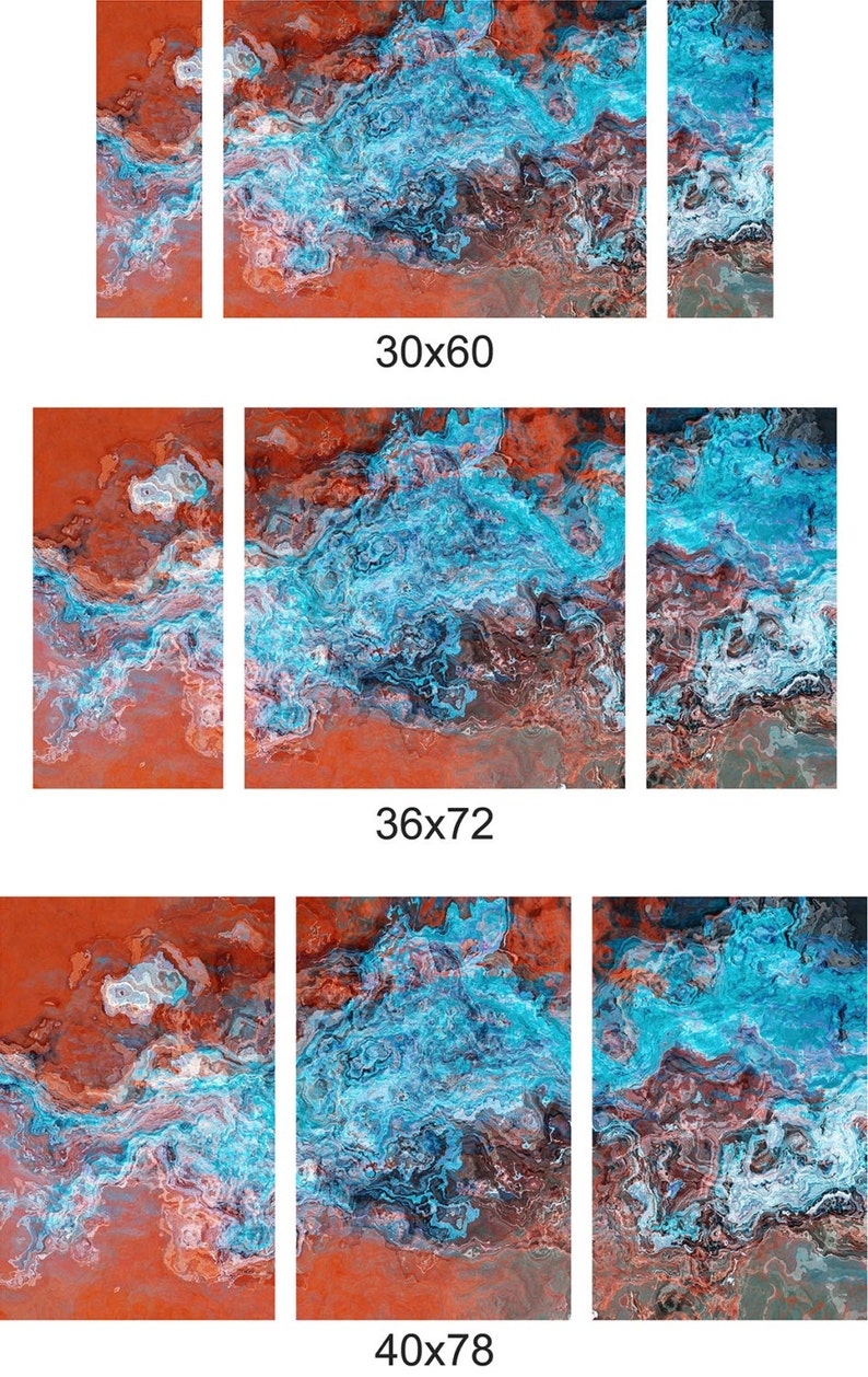 Large Triptych Abstract Art Stretched Canvas Print 30x60 to - Etsy