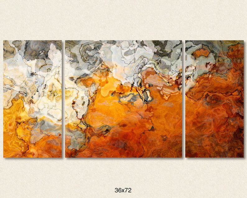 Large Triptych Abstract Art Canvas Print 30x60 to 40x78 in - Etsy