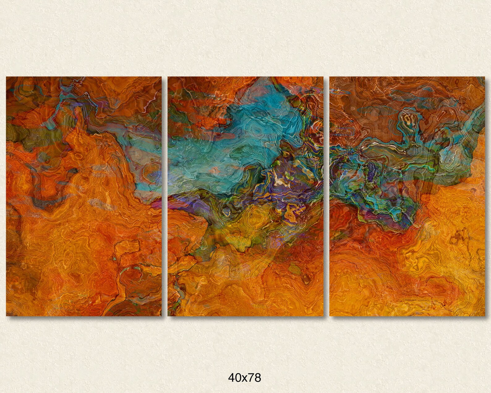 Large Triptych Abstract Art Canvas Print 30x60 to 40x78 in - Etsy