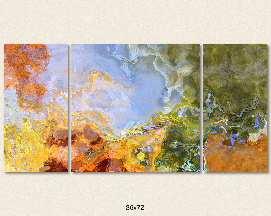 Large abstract art 30x60 to 40x78 triptych giclee canvas | Etsy