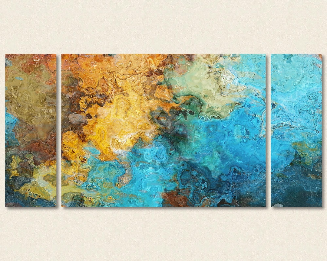 Large Abstract Triptych Canvas Print: 30x60 to 40x78, Contemporary ...