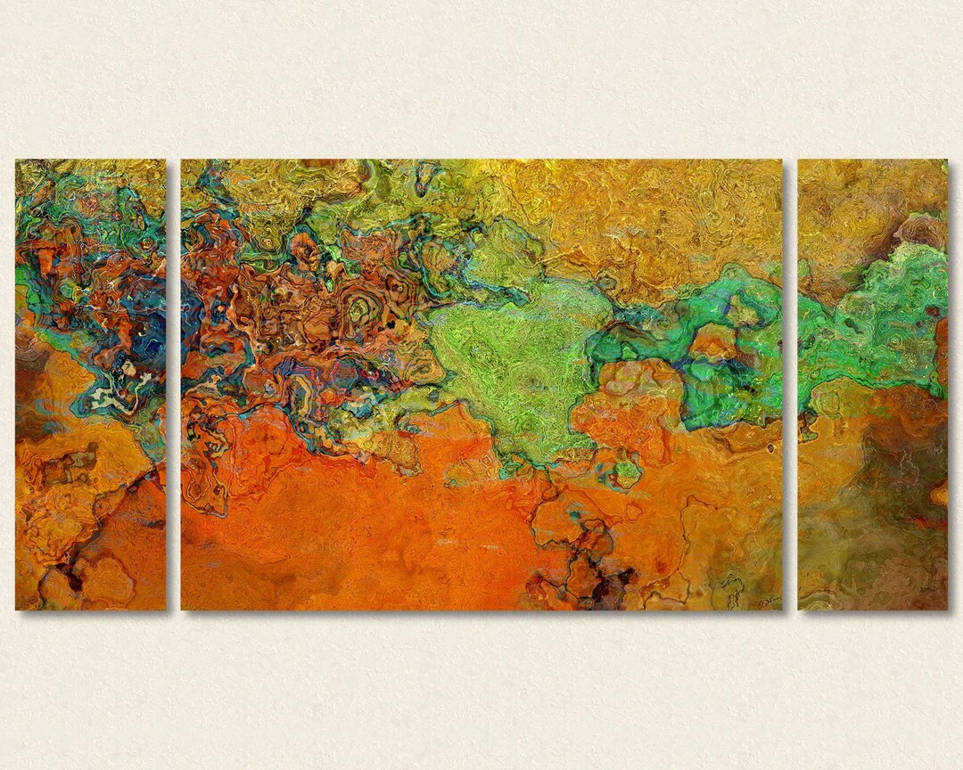 Large Abstract Triptych Canvas Print: 30x60 to 40x78, Contemporary ...