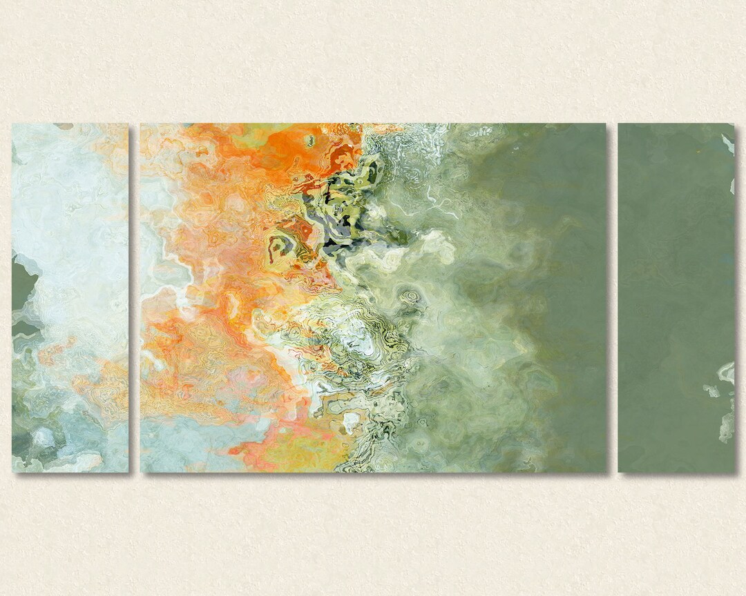 Large Abstract Triptych Canvas Print: 30x60 to 40x78, Contemporary ...