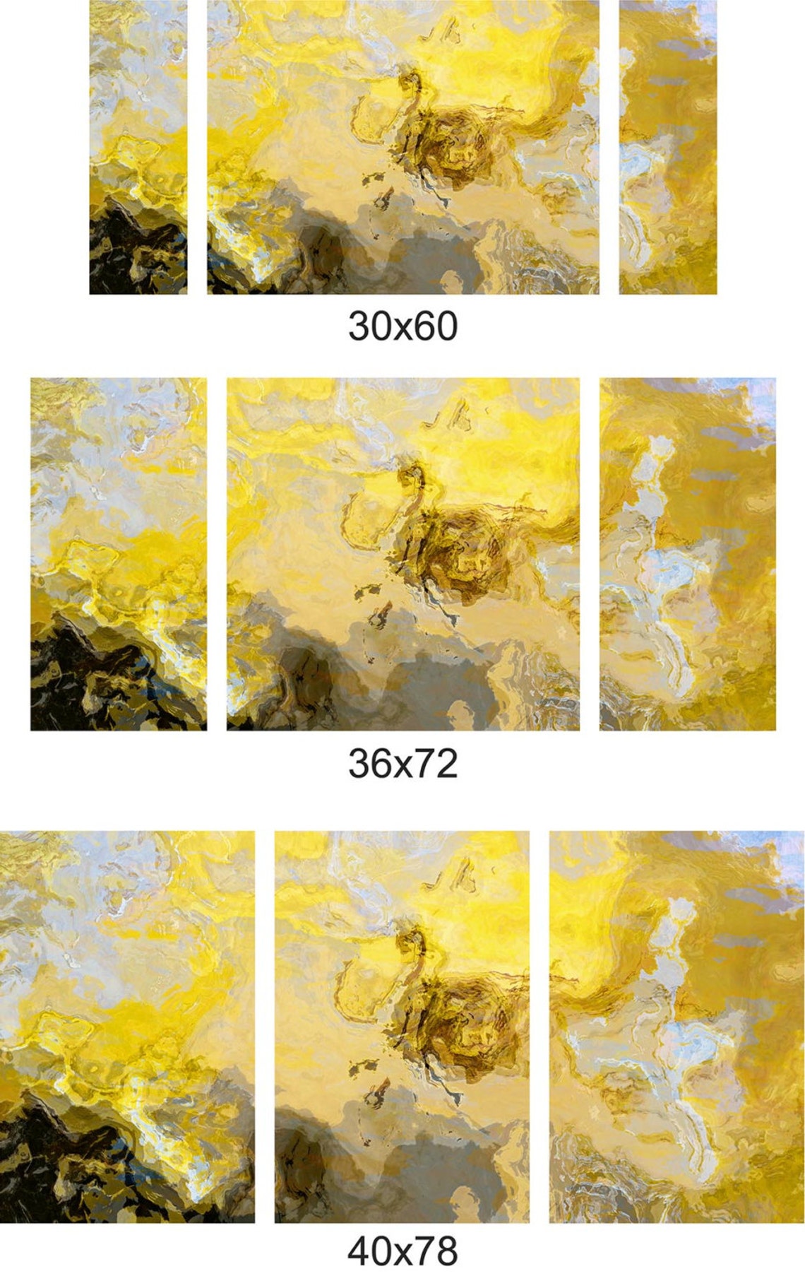 Abstract Art Print Triptych Oversize Canvas Print 30x60 to - Etsy