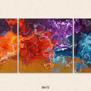 Large Triptych Abstract Canvas Print With Gallery Wrap, 30x60 to 40x78 ...