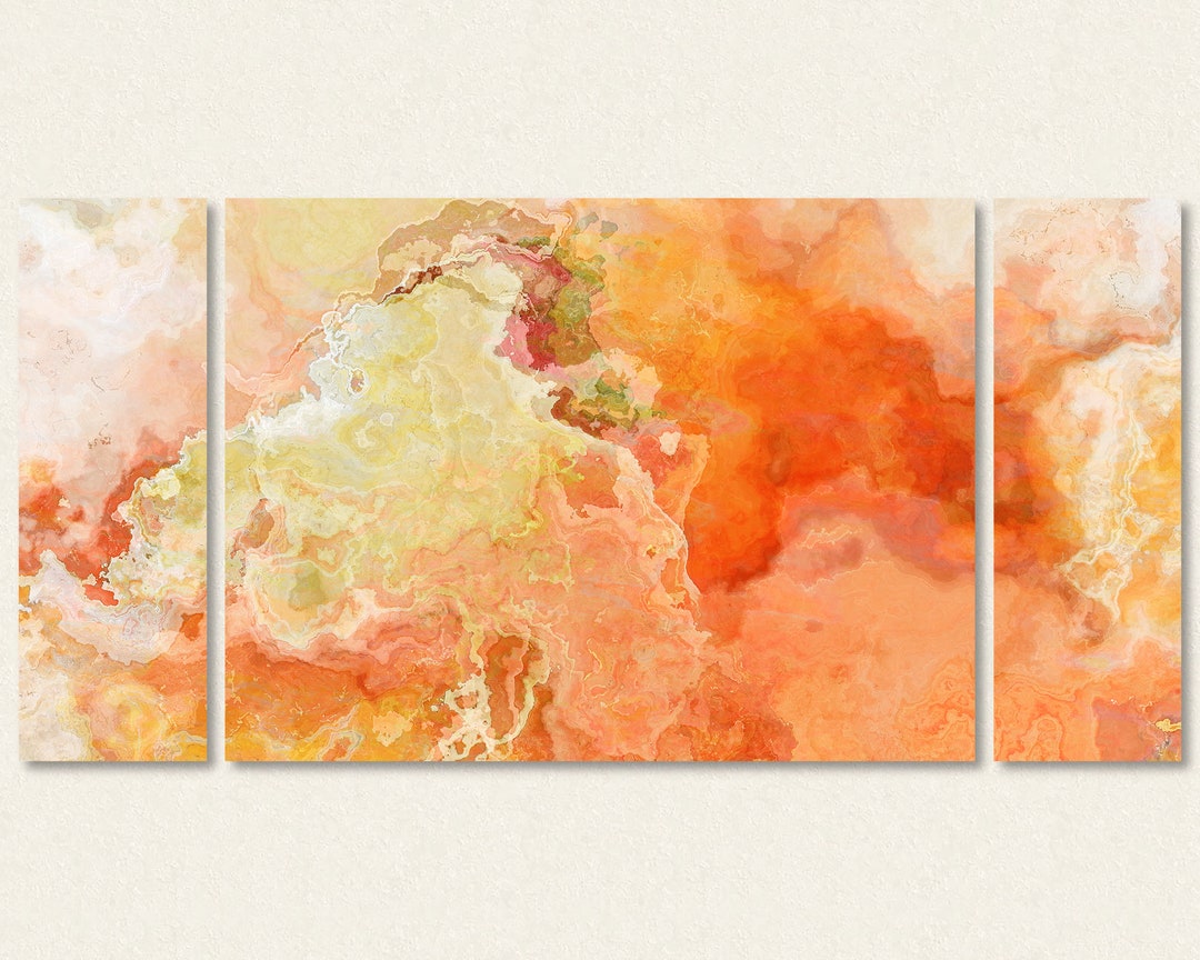 Large Triptych Abstract Art Canvas Print, 30x60 to 40x78 Abstract Painting Giclee, Contemporary ...