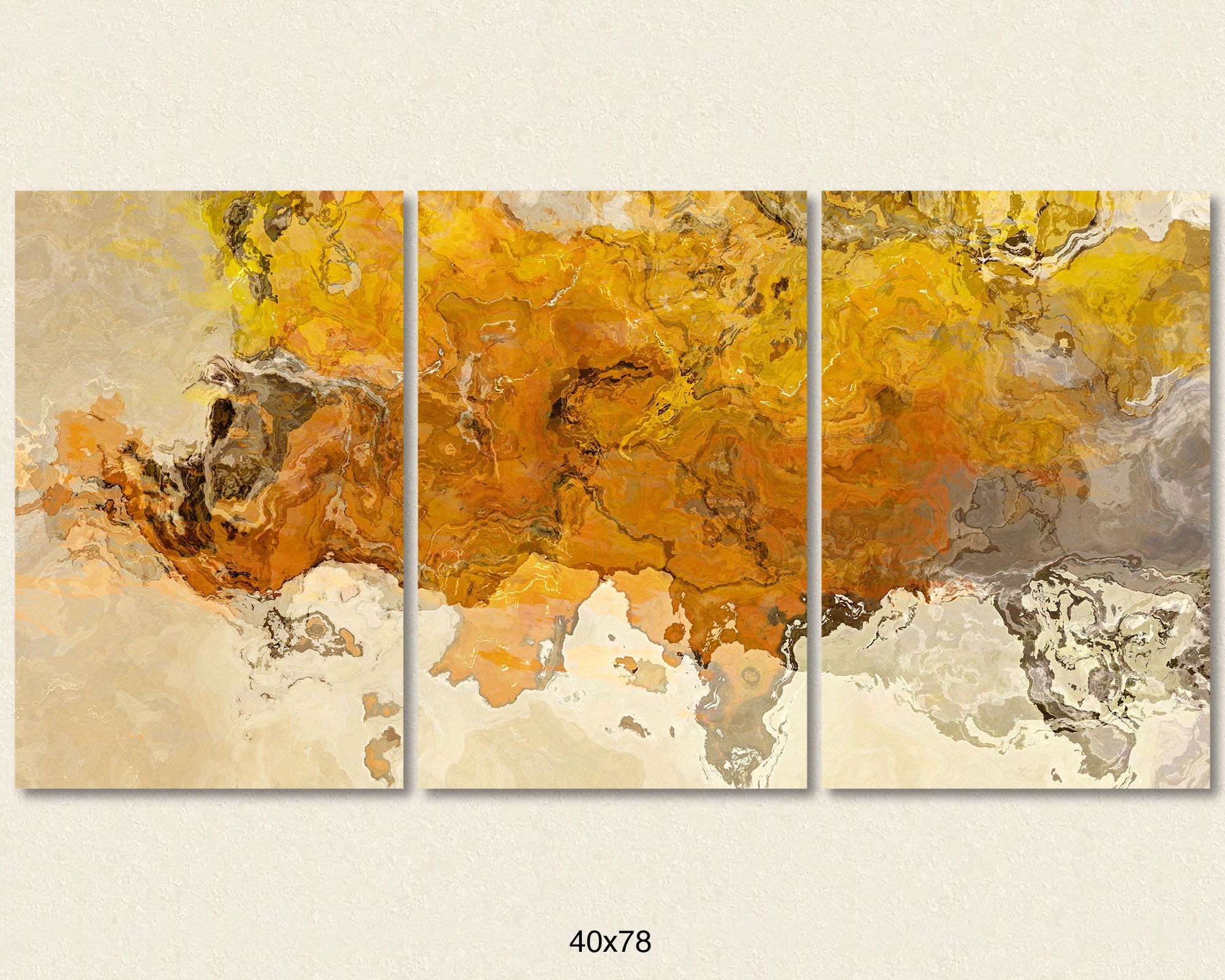 Large triptych abstract expressionism stretched canvas print | Etsy