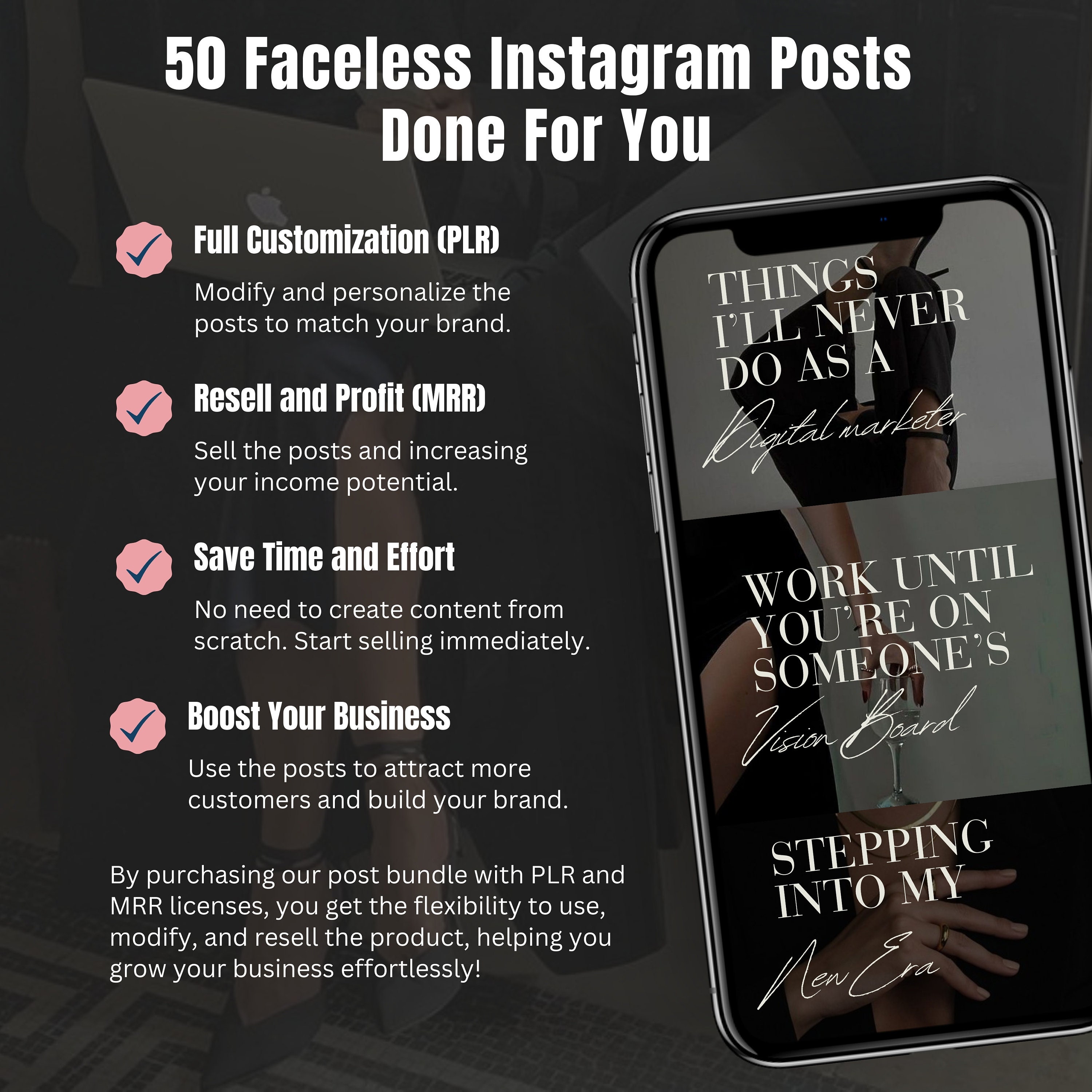 Bundle 50 Faceless Instagram Posts Social Media Marketing Pack ...
