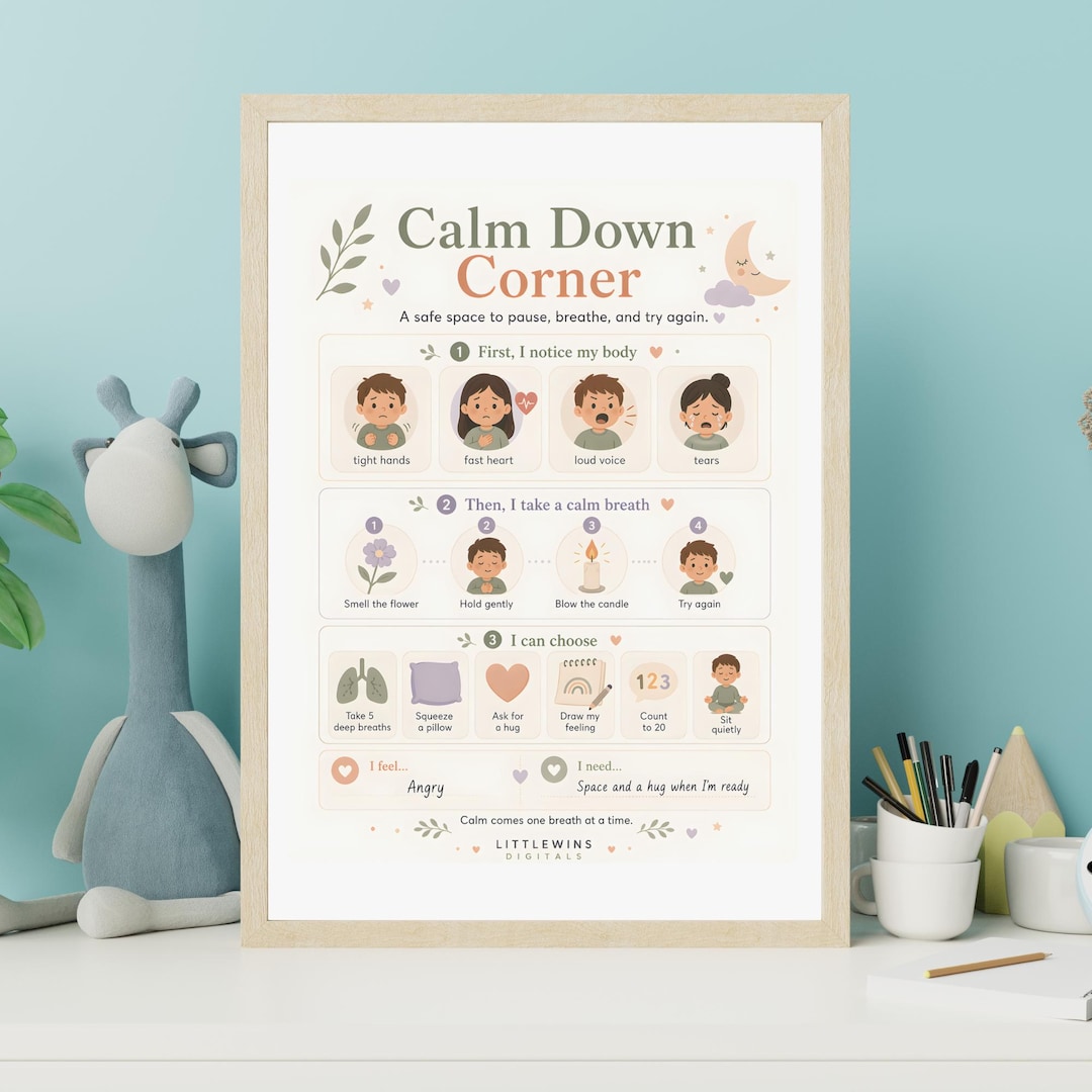 Calm Down Corner Toolkit Printable, Self Regulation Chart, Kids Coping ...