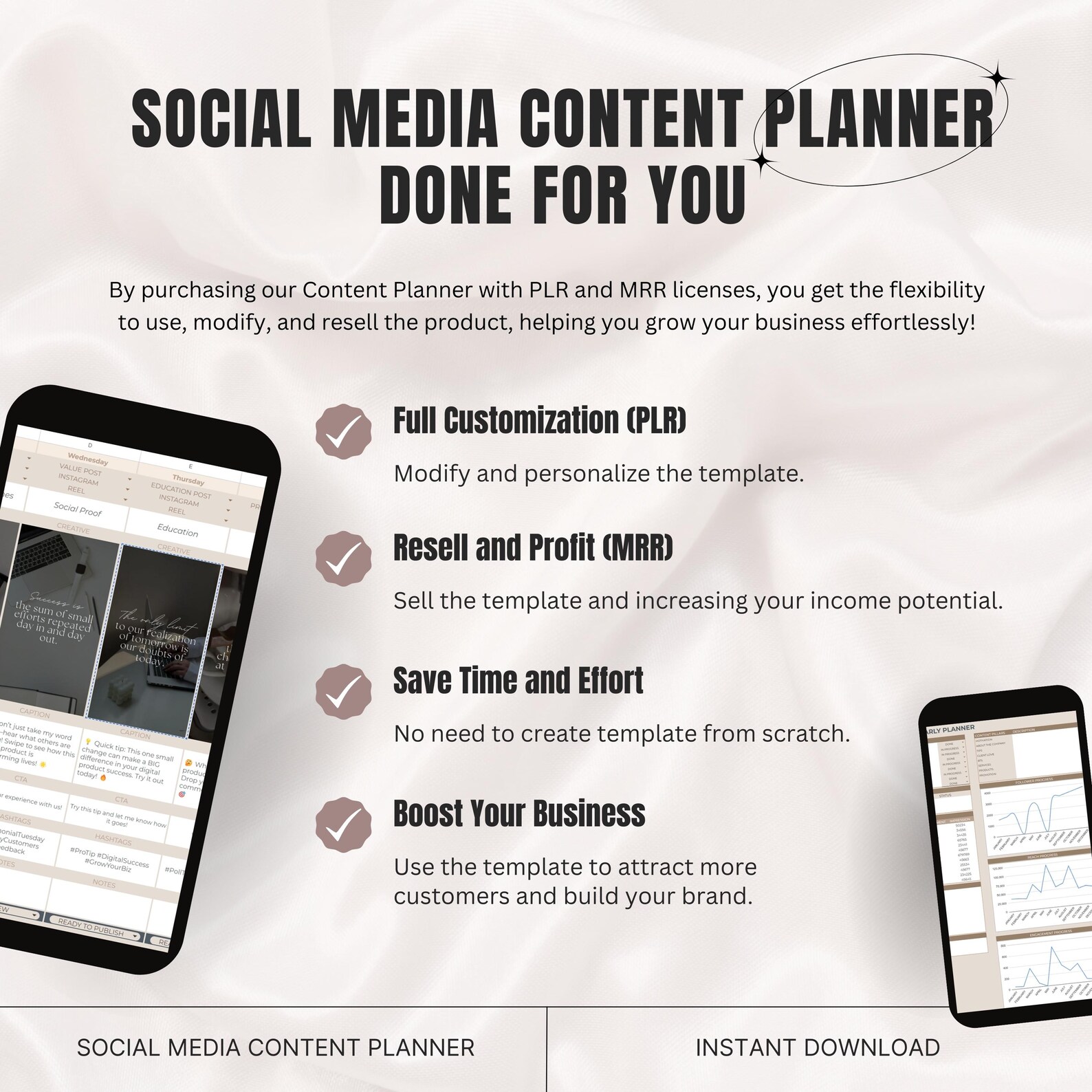 Social Media Content Calendar MRR Google Sheets Spreadsheet Instagram Youtube Tiktok Influencer ...