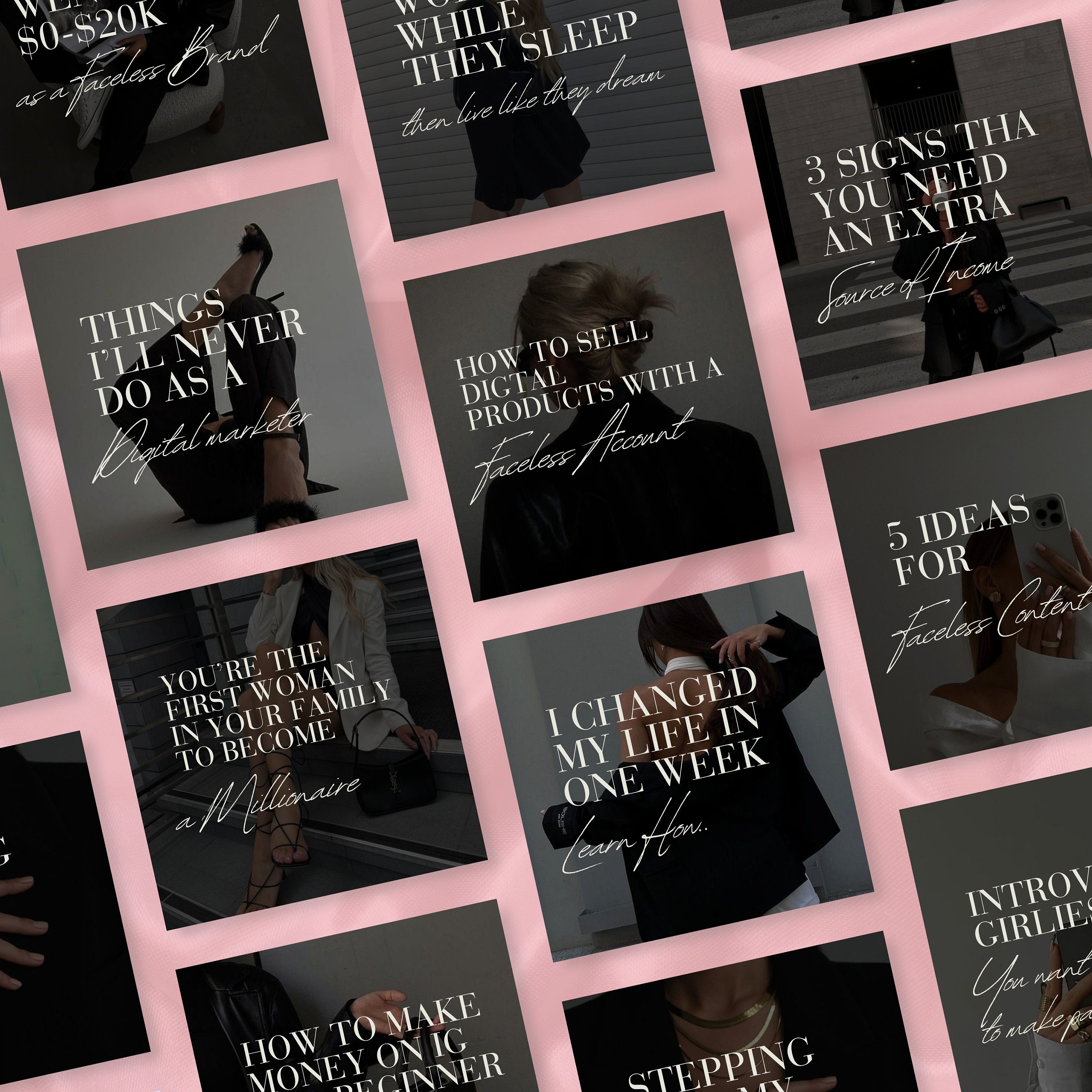 Bundle 50 Faceless Instagram Posts Social Media Marketing Pack ...