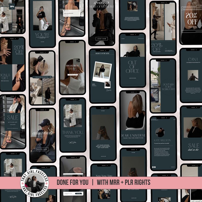 60 Engaging Dark Faceless Instagram Stories MRR Bundle for Digital ...