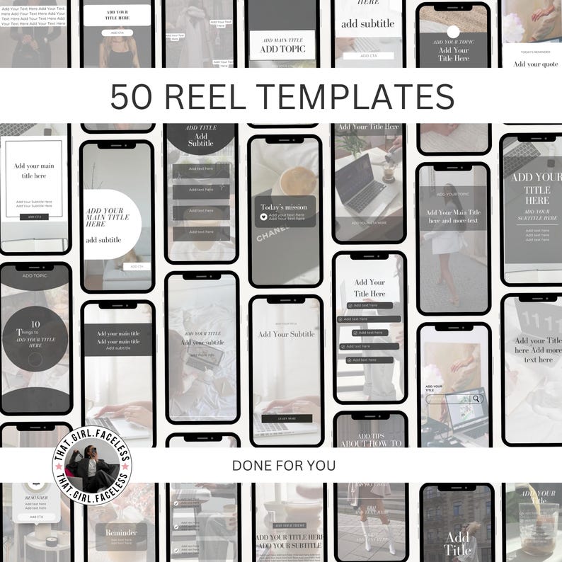 50 Black and White Reel Templates Bundle 50 Designs Included Canva ...