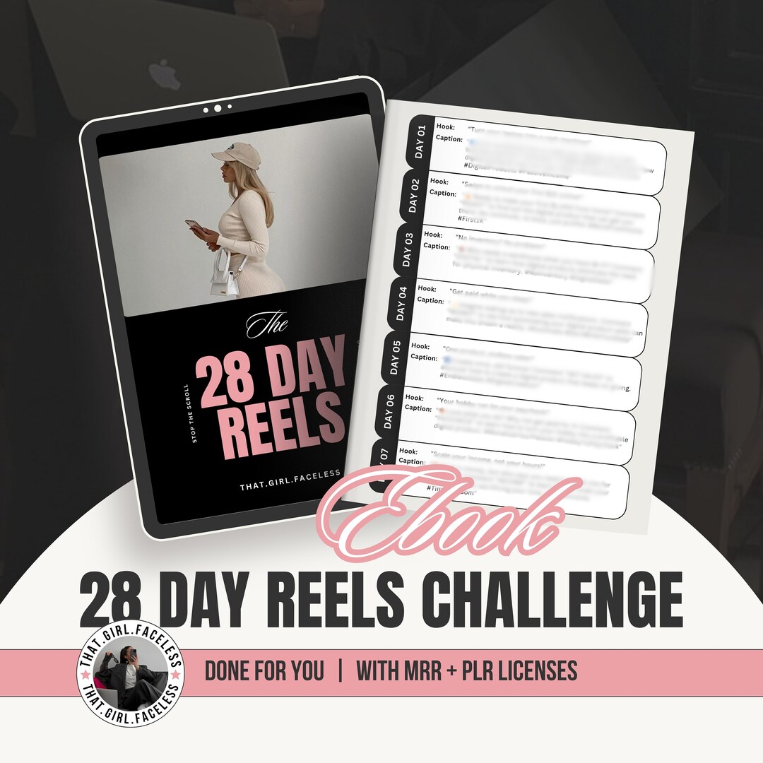 28 Day Reels Challenge Instagram Catchy Hooks Master Resell Rights MRR ...