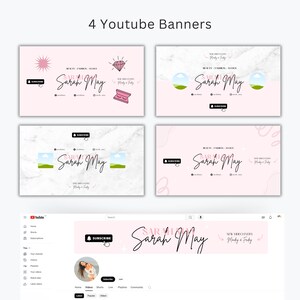 Pink Marble Youtube Branding Kit 14 Templates for Beauty Fashion ...