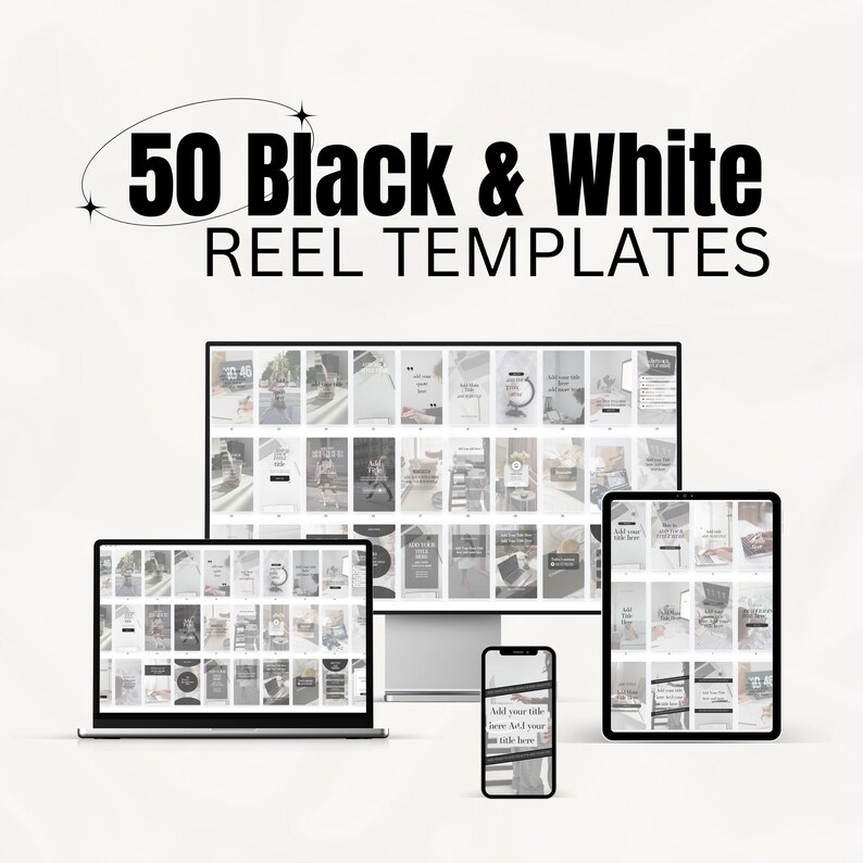 50 Black and White Reel Templates Bundle 50 Designs Included Canva ...